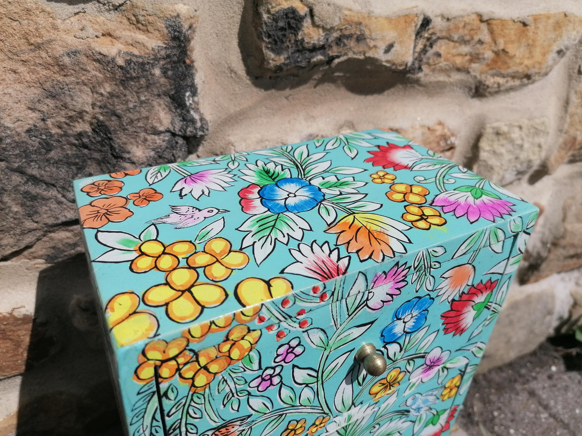 Hand Painted 3 Drawer Turquoise Chest – Olive and Myrtle